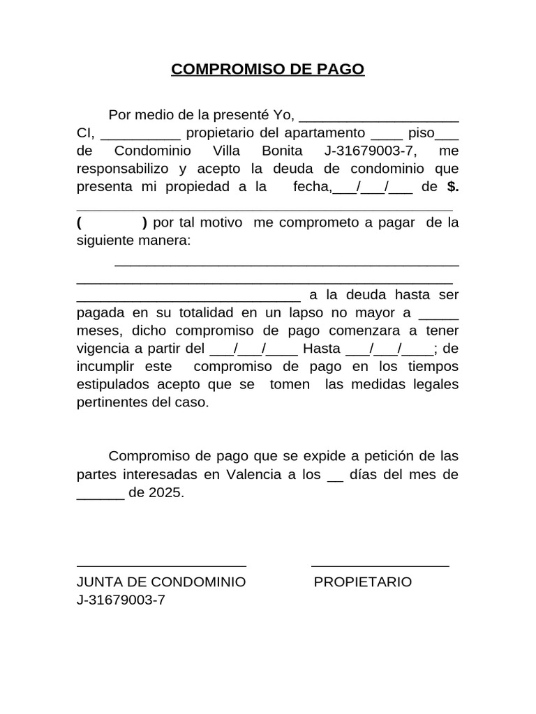 Carta Compromiso de Pago | PDF