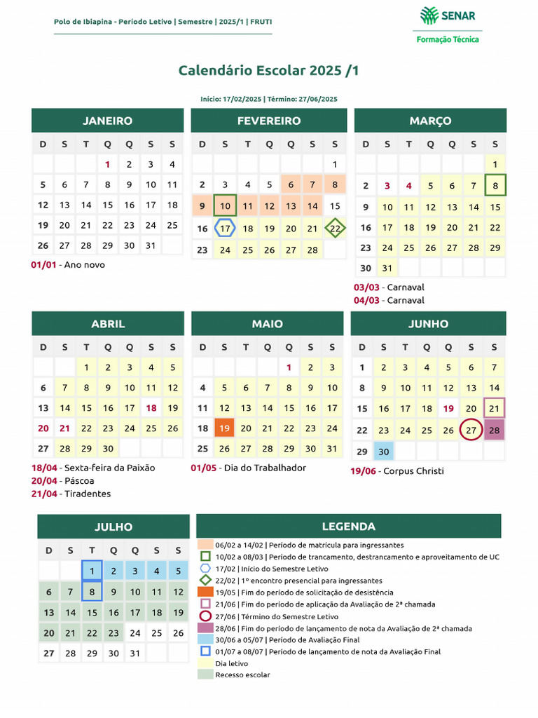 Periodo-Letivo-Semestre-2025-1-FRUTI | PDF