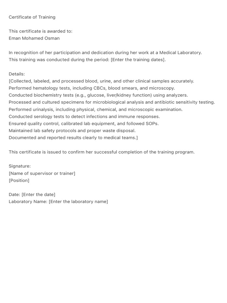 Certificate of Training | PDF
