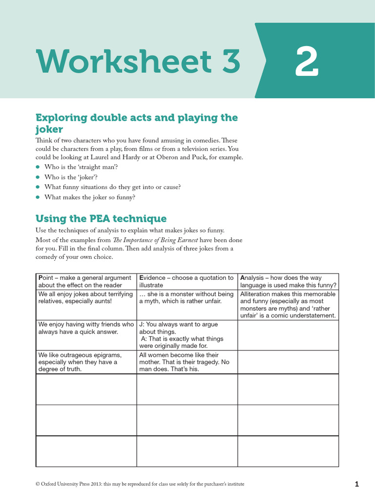 Complete Lit English Cambridge Igcse Olevel chp2 Worksheet3 | PDF