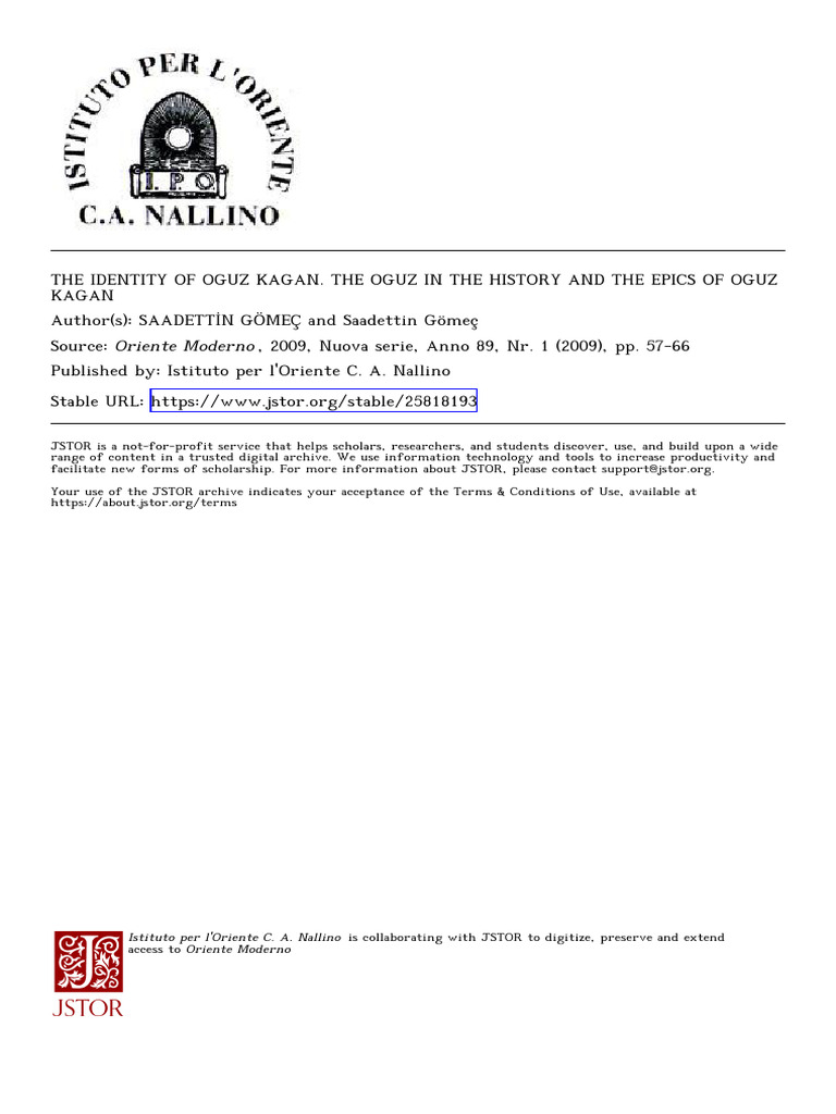 The Identity of Oguz Kagan. | PDF