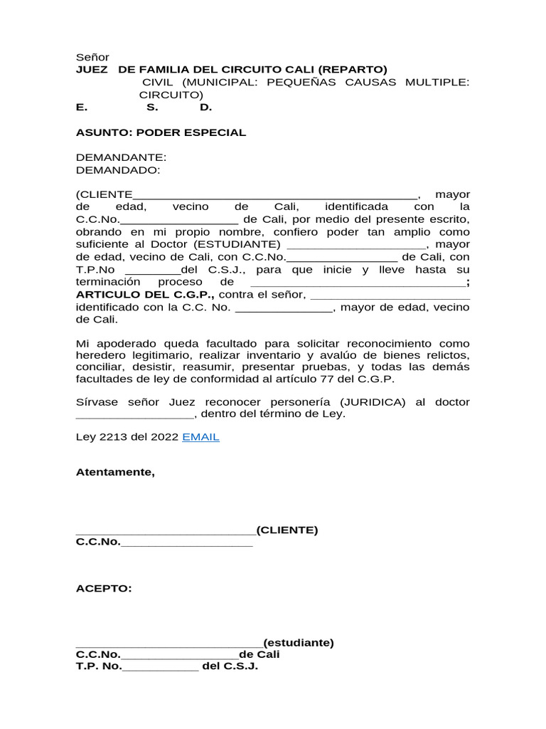 Poder Especial para Proceso Judicial | PDF