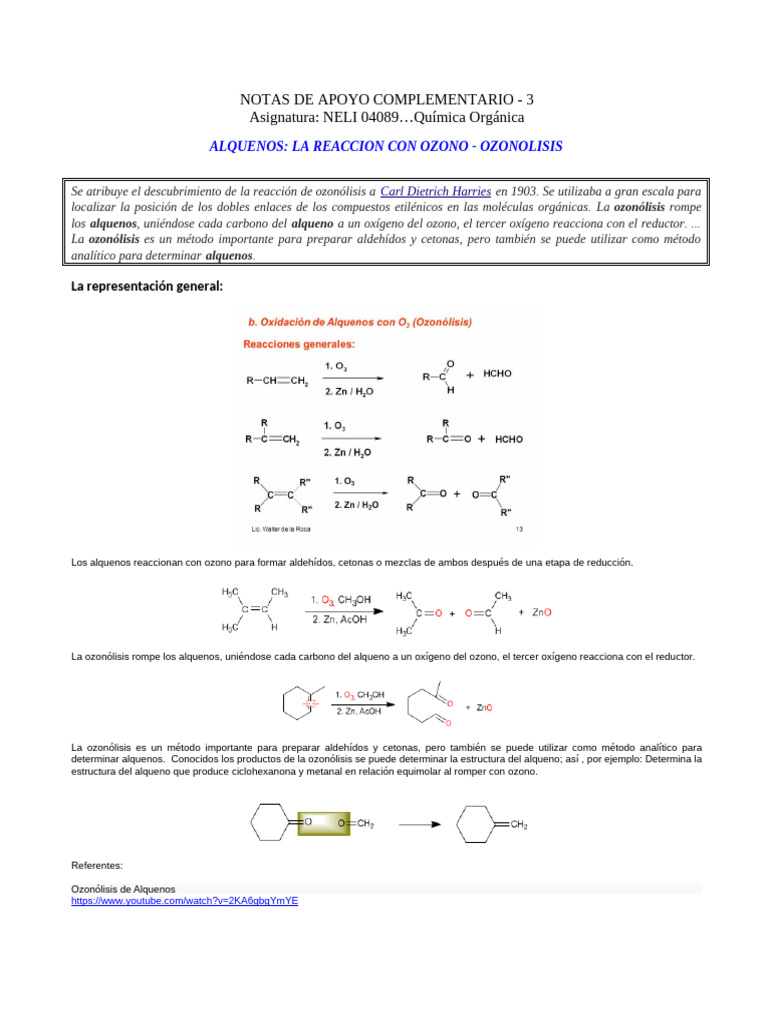 Ozonólisis Reductora de Alquenos | PDF | Química Orgánica | Química