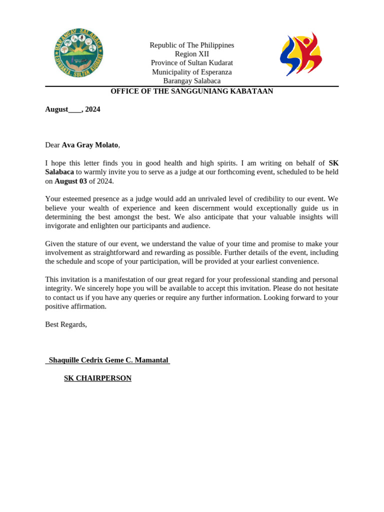 Judge Invitation Letter | PDF