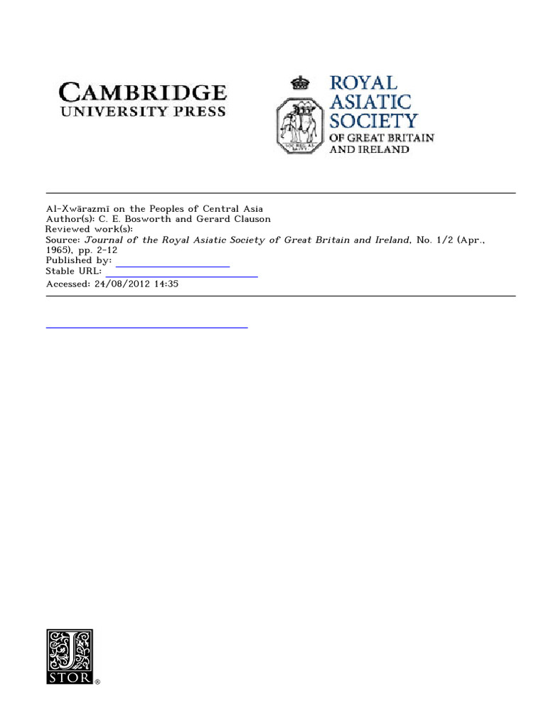 Al-Xwārazmī's Insights on Central Asia | PDF | Caliphate | Iranian Peoples