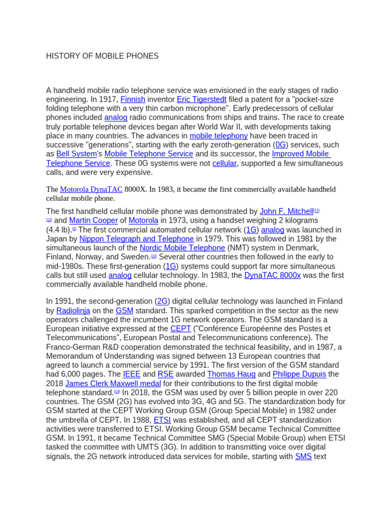 Evolution of Mobile Phones History | PDF | Mobile Phones | Gsm