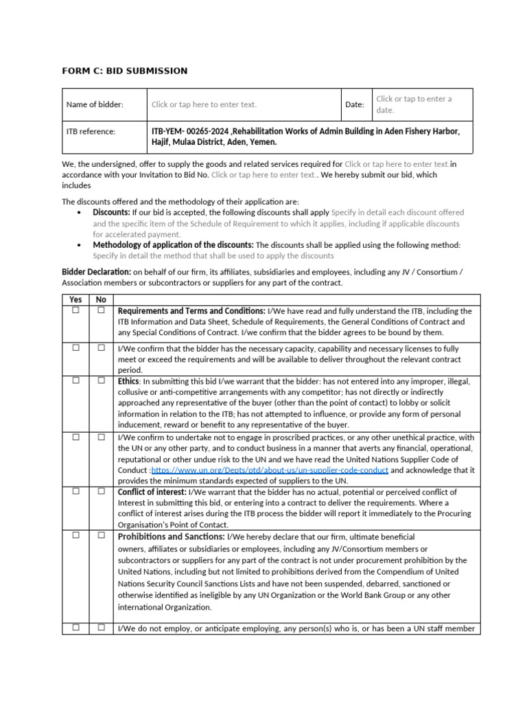 Section 7-Bidding Forms C-Bid Submission | PDF | Procurement | Business