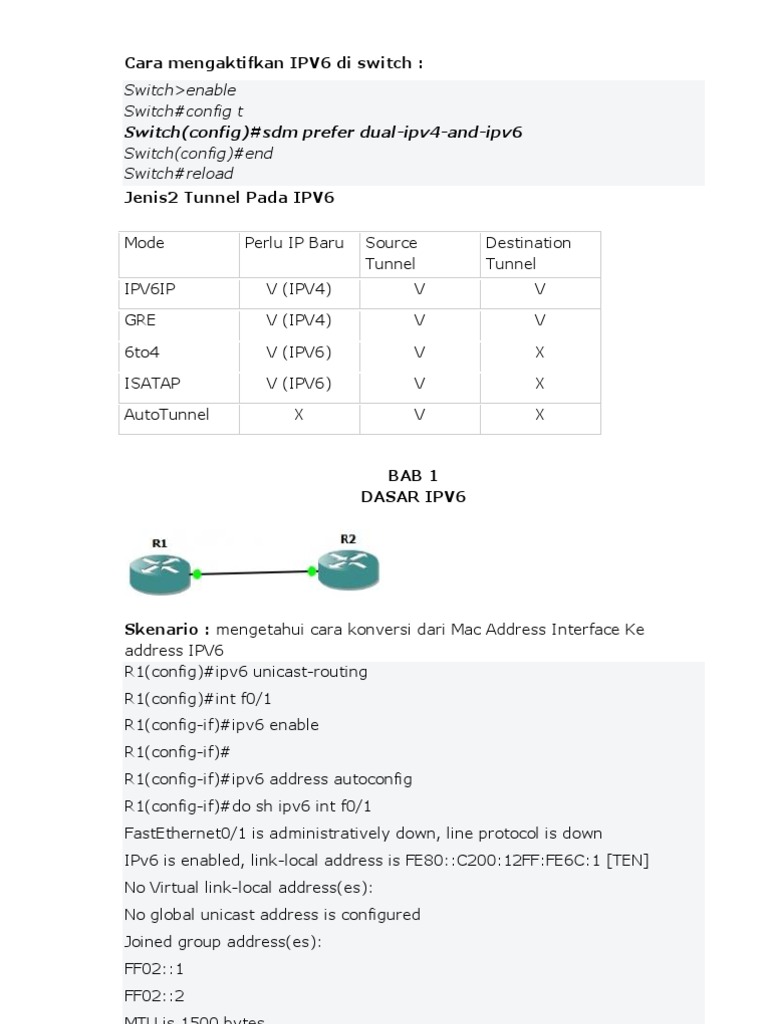 Enable IPv6 on Switch Configuration | PDF | I Pv6 | Internet Protocols
