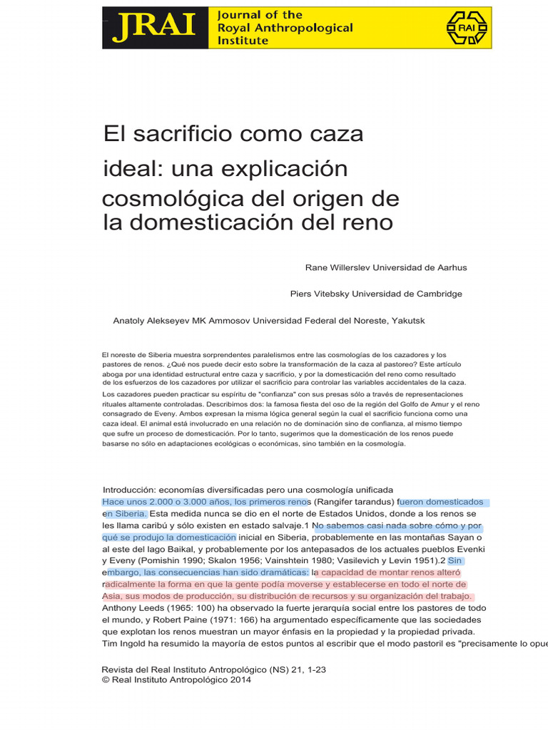 Renos | PDF | Domesticación | Reno