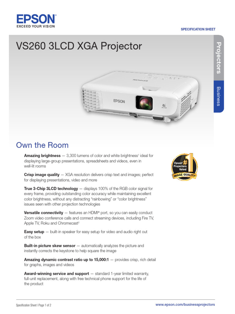 Ficha Técnica Epson VS260 | PDF | Video | Zoom Lens