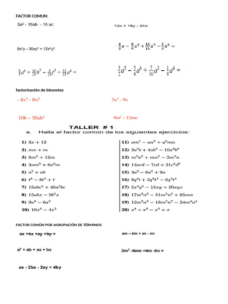 Factor Comun | PDF | Factorización | Números