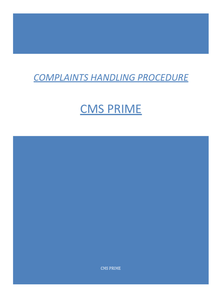 Compliants - Handling - Procedure-CMS Prime | PDF