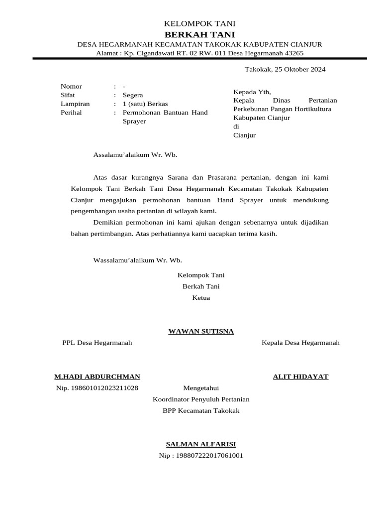 Proposal Alsintan Handsprayer | PDF