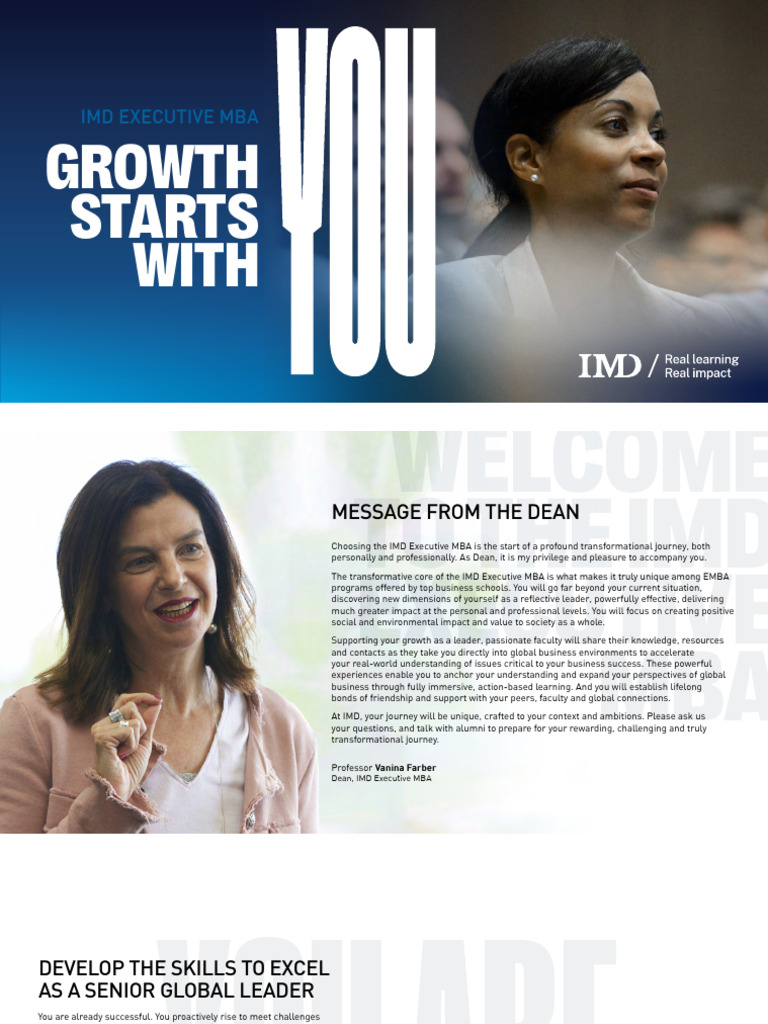 IMD_EMBA_Brochure | PDF | Startup Company | Small Business & Entrepreneurs