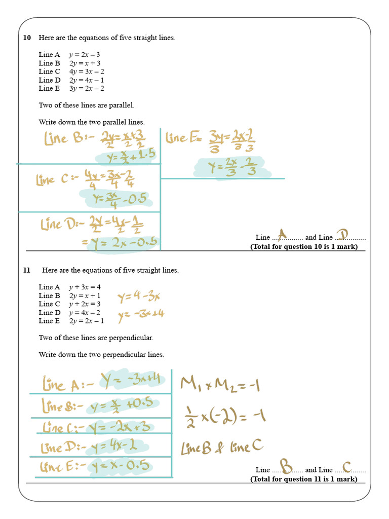 Parallel and Perpendicular Lines Worksheet | PDF | Differential ...