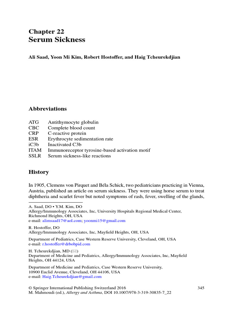 Chapter 22. Serum Sickness | PDF | Immune System | Complement System