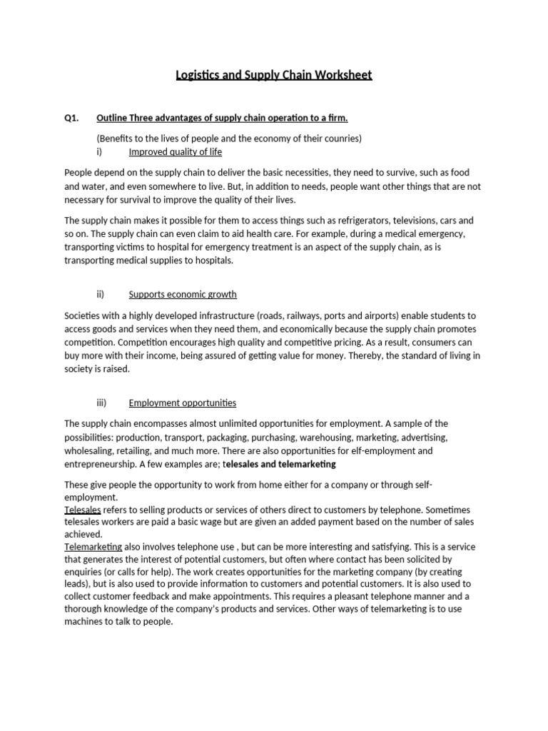 Principles of Business-Log and Supp Chain-Answer To Worksheet-Nov 2024 ...