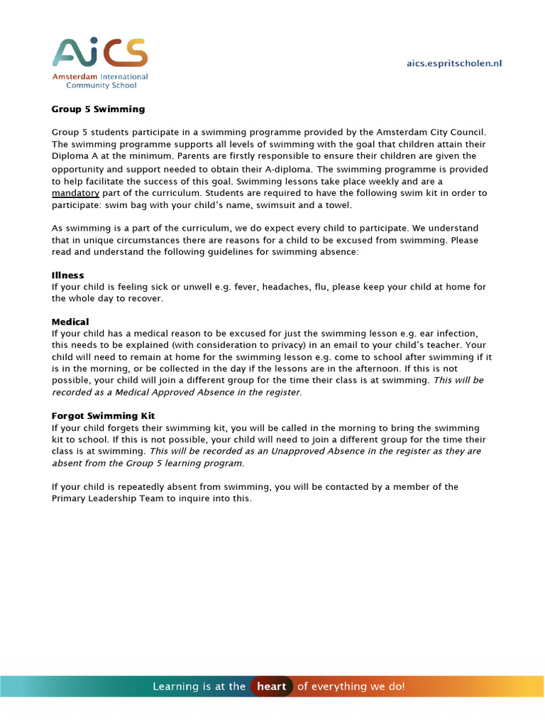Aics Group 5 Updated Swimming Guidelines | PDF