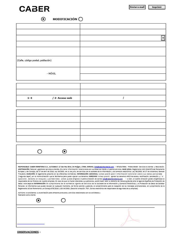 Formulario Alta Cliente | PDF