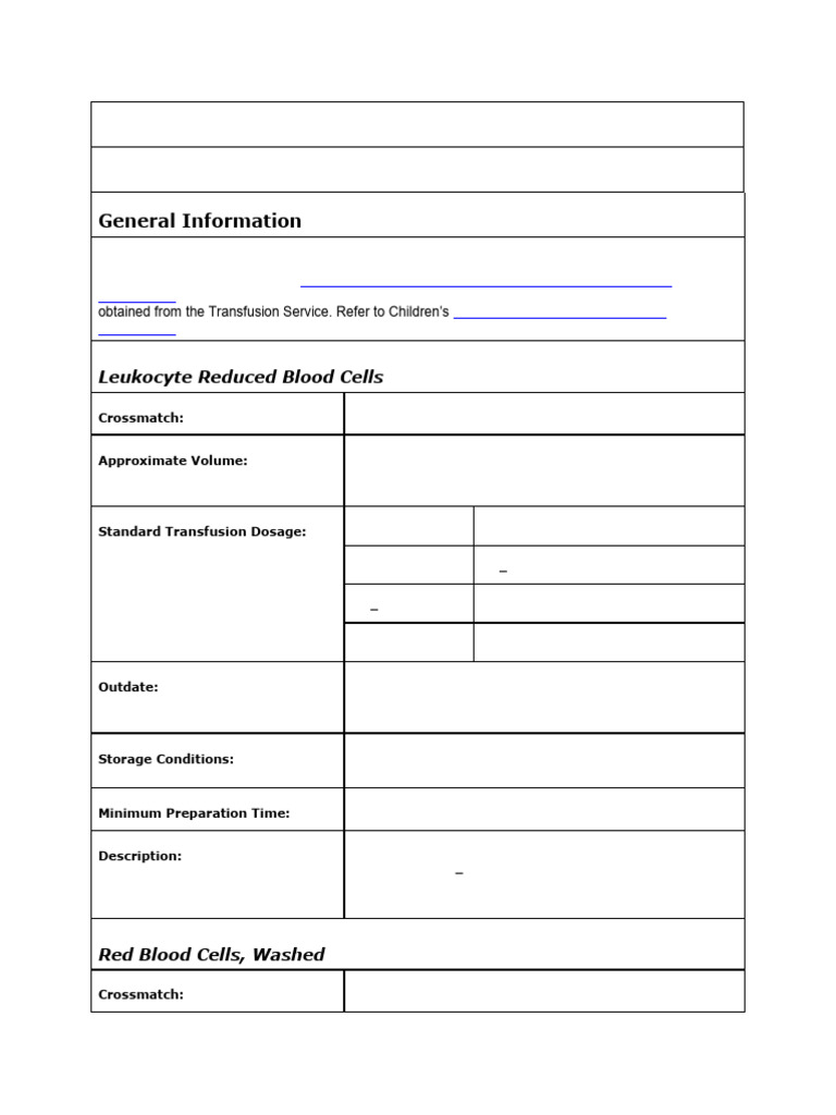 Blood Component Transfusion Guidelines | PDF | Blood Transfusion ...