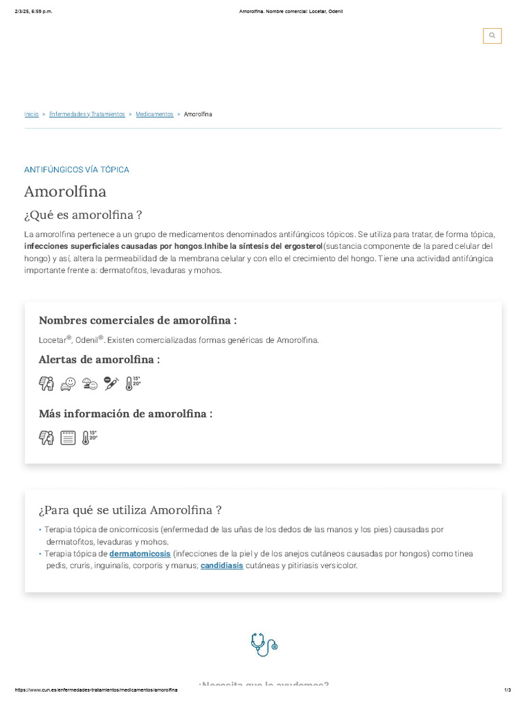 Amorolfina. Nombre Comercial - Locetar, Odenil | PDF | Medicina ...