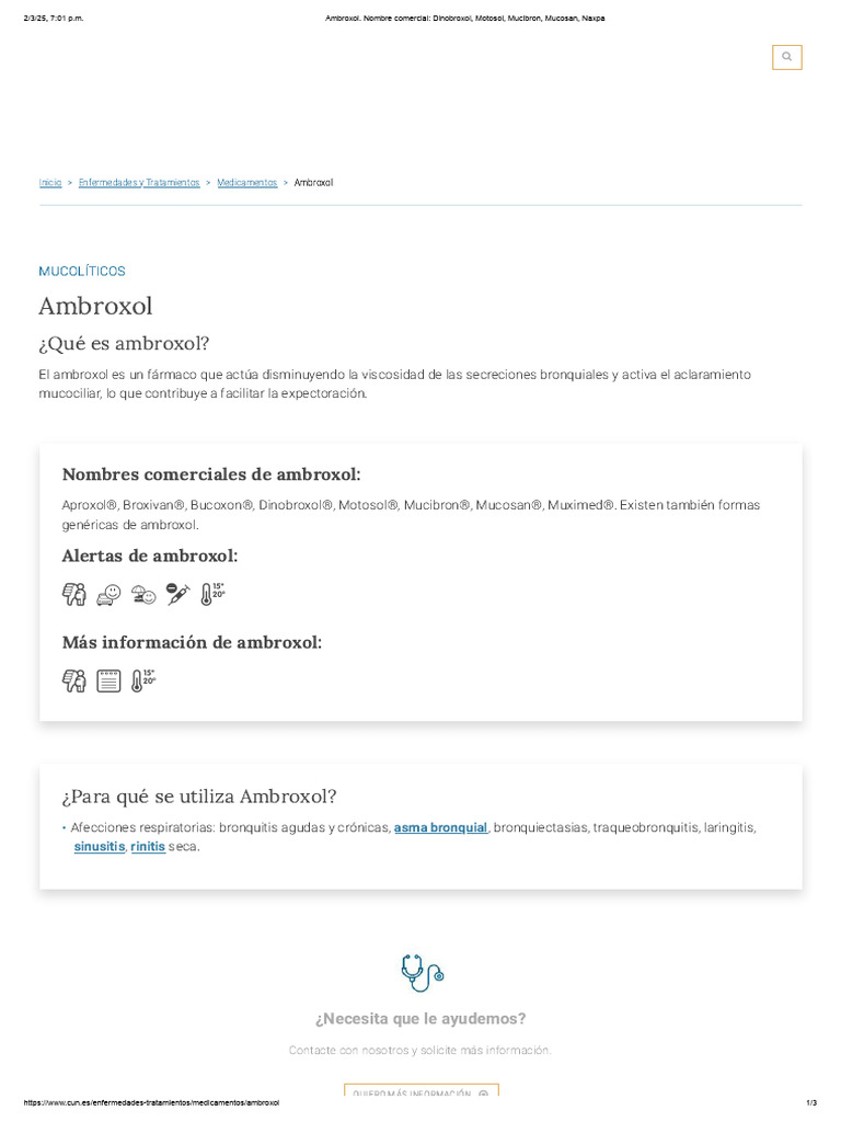 Ambroxol. Nombre Comercial - Dinobroxol, Motosol, Mucibron, Mucosan ...