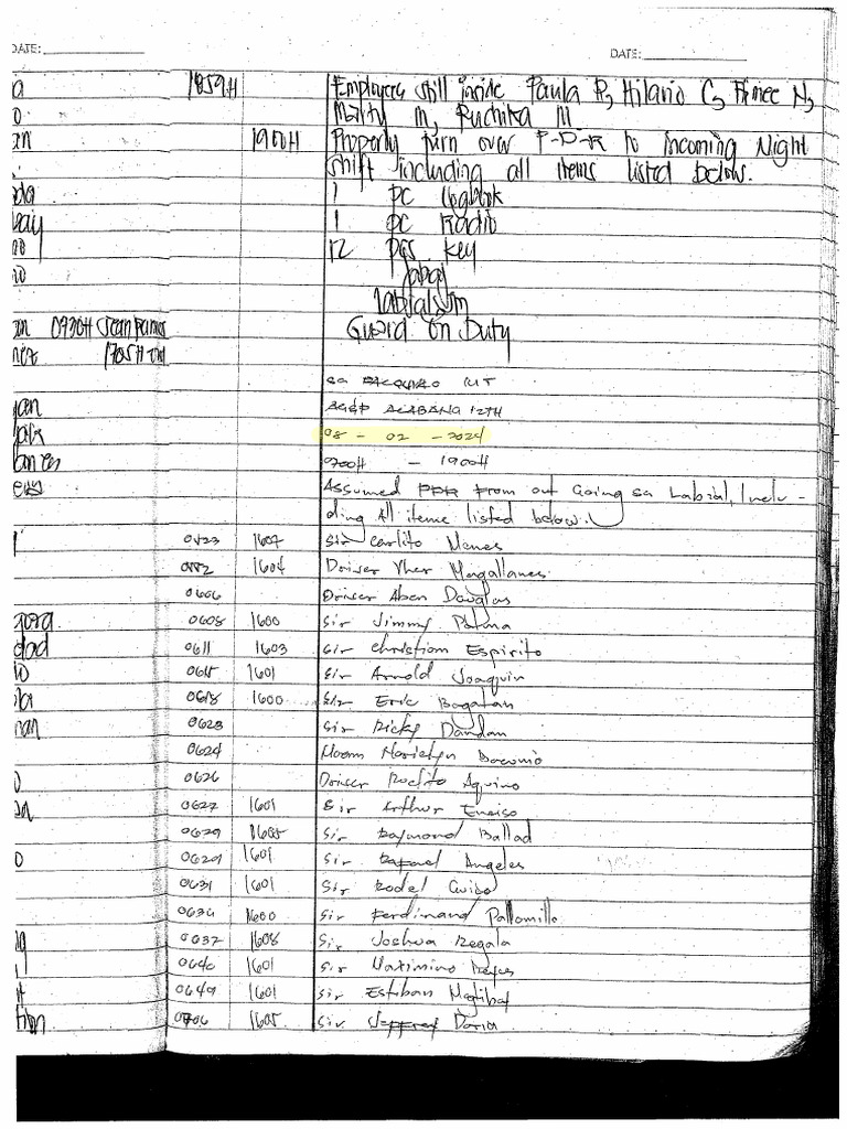 Guard Logbook - 02-Aug-2024 | PDF