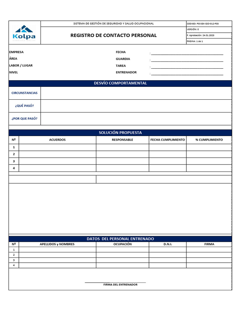 PG SGK SSO 012 F03 Contacto Personal | PDF