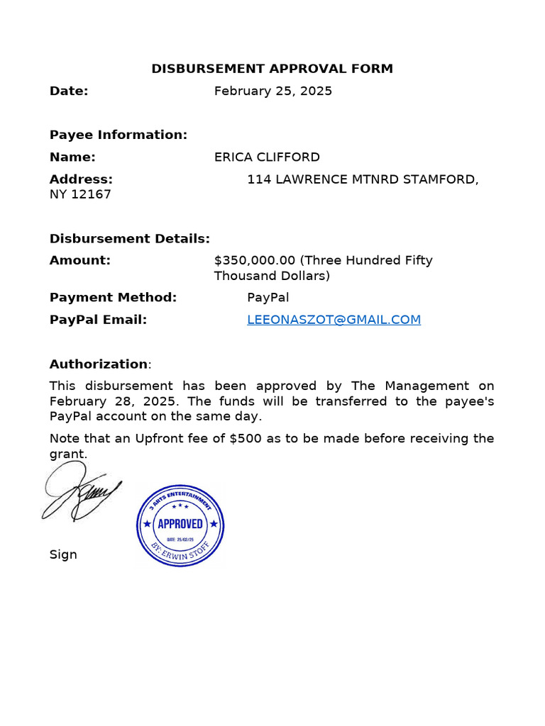 Disbursement Approval Form | PDF