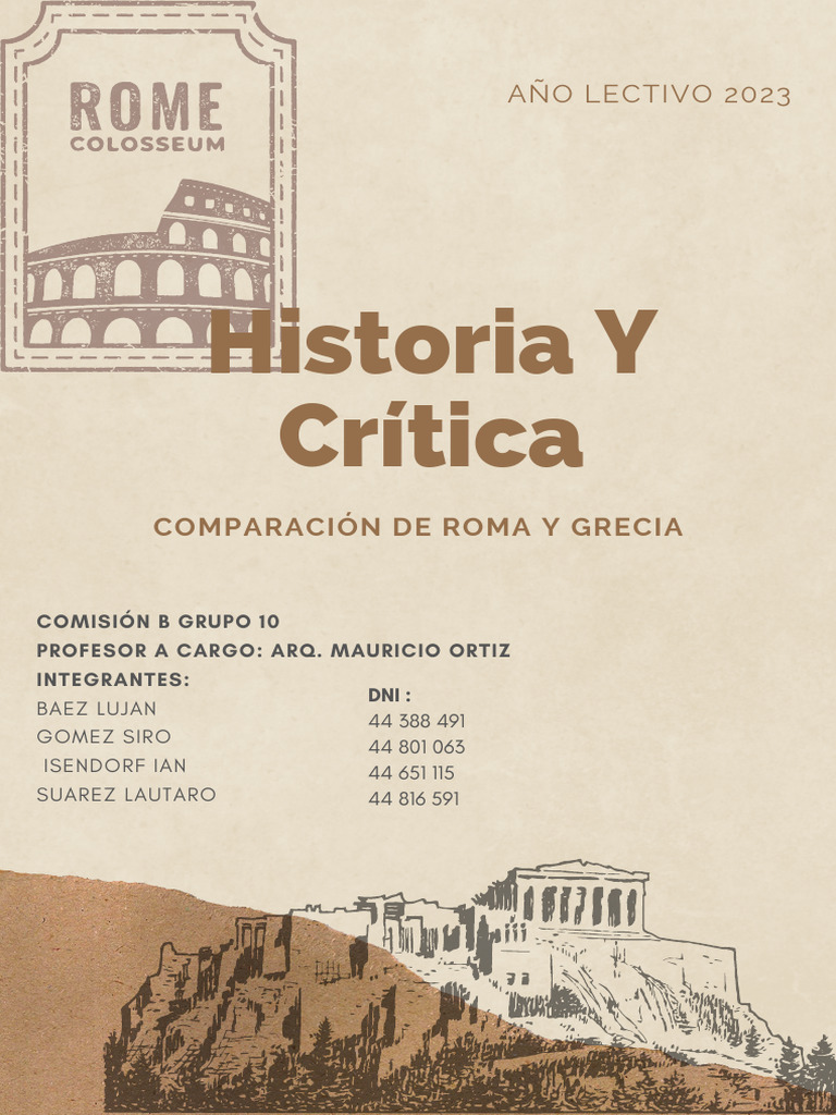 HyC I. Comisión B. TP Grecia, Roma, Comparación. Grupo Nº 10 | PDF