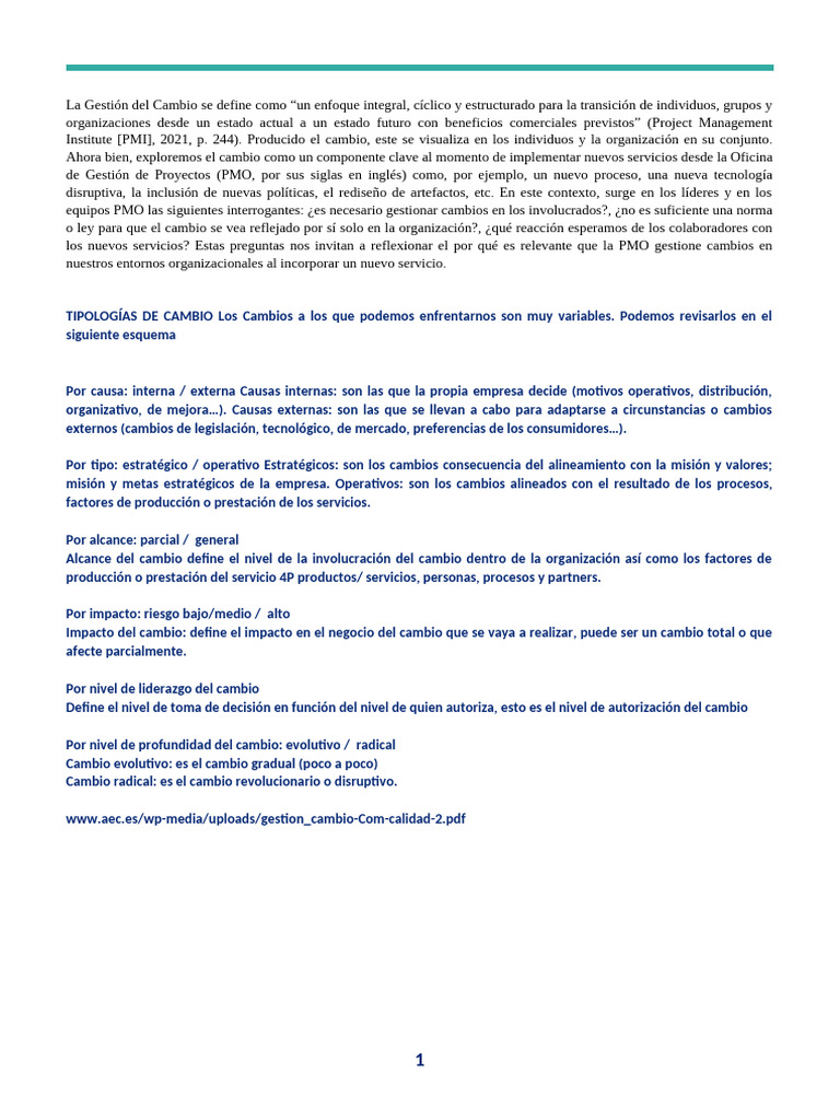 Ges Tion Del Cambio | PDF | Gestión de proyectos | Business