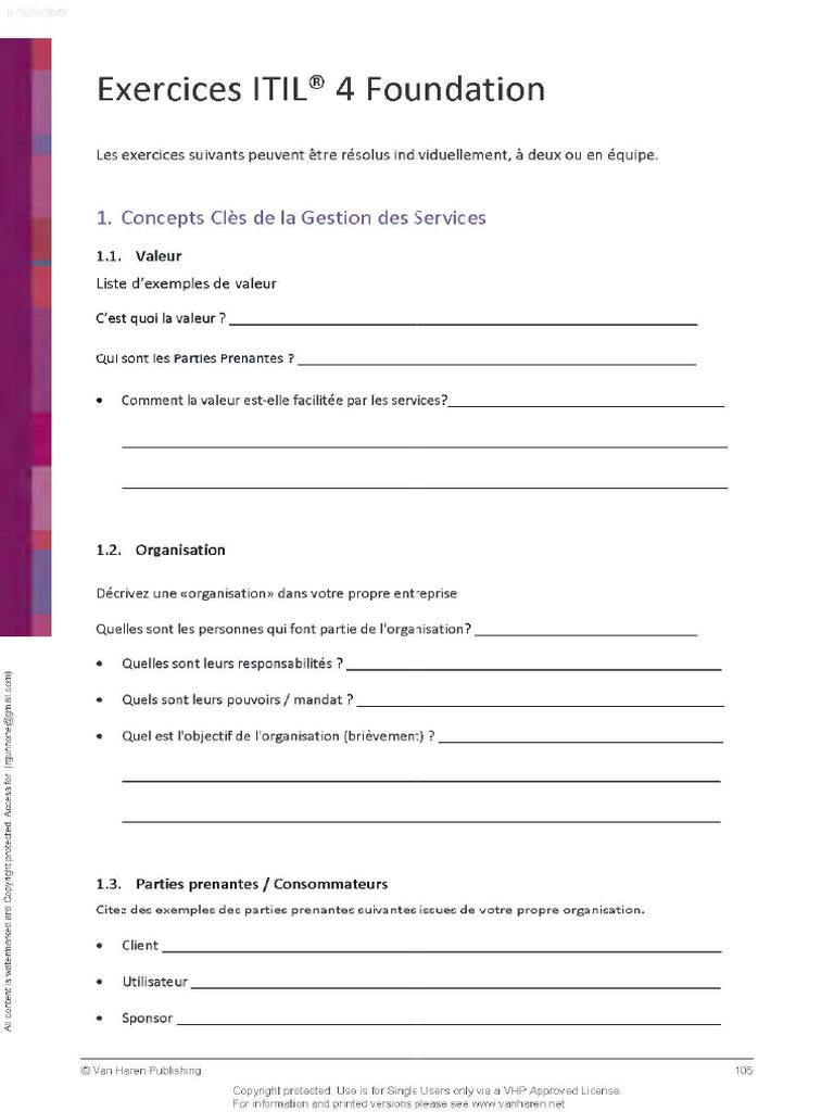 Exercices ITIL Foundation V4 | PDF
