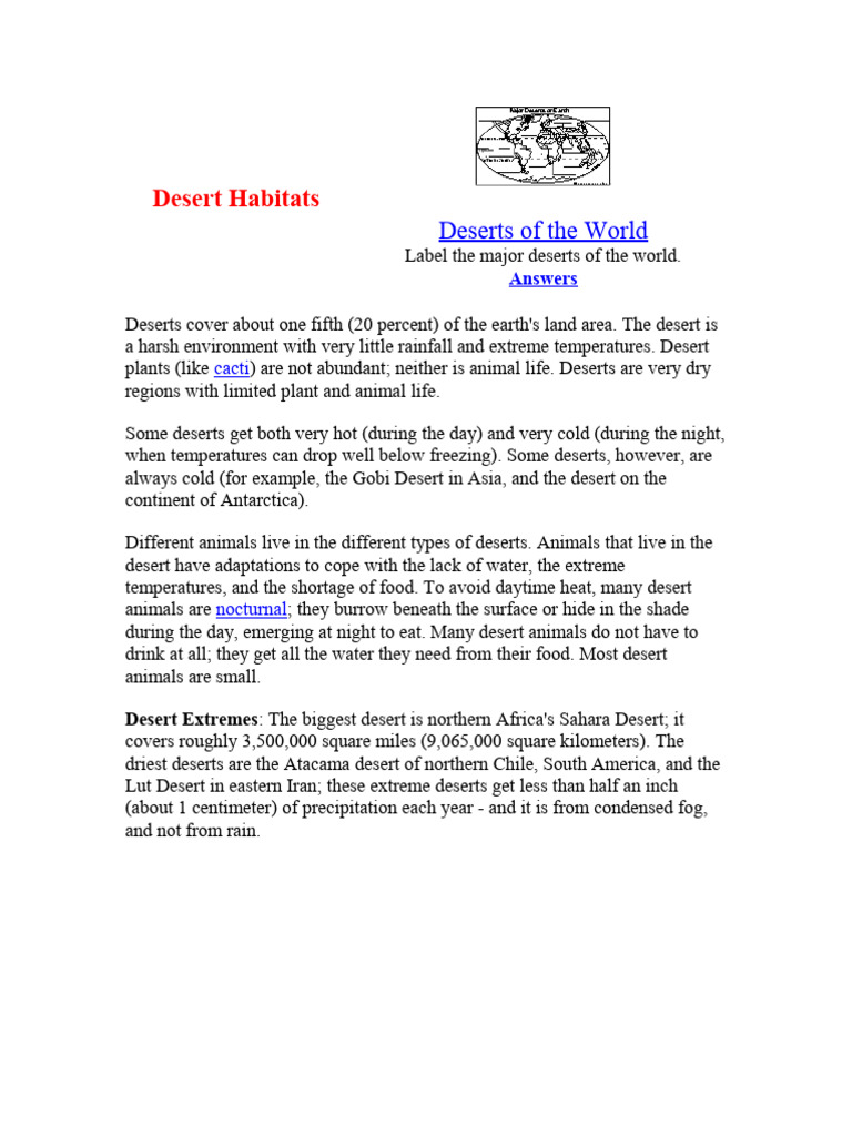 Major Deserts and Their Ecosystems | PDF | Desert | Rain