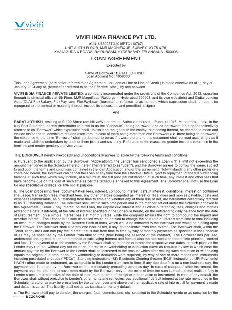 How to Cancel Vivifi Loan Agreement | PDF | Interest | Credit Card