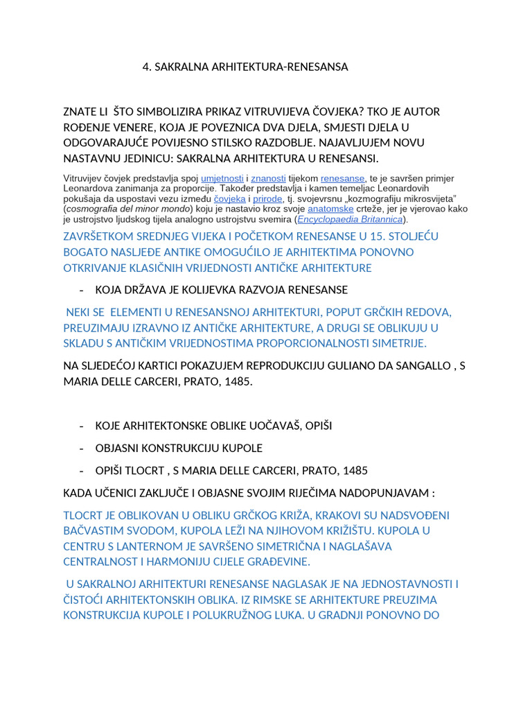 3.4.sakralna Arhitektura-Renesansa | PDF