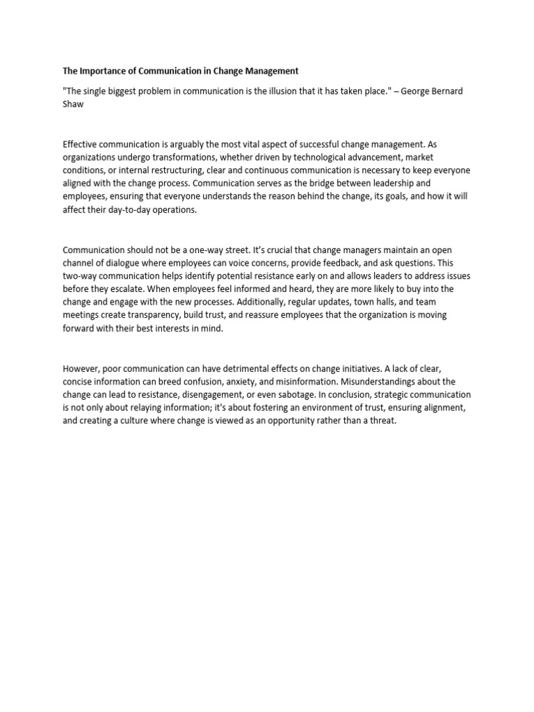 The Importance of Communication in Change Management | PDF
