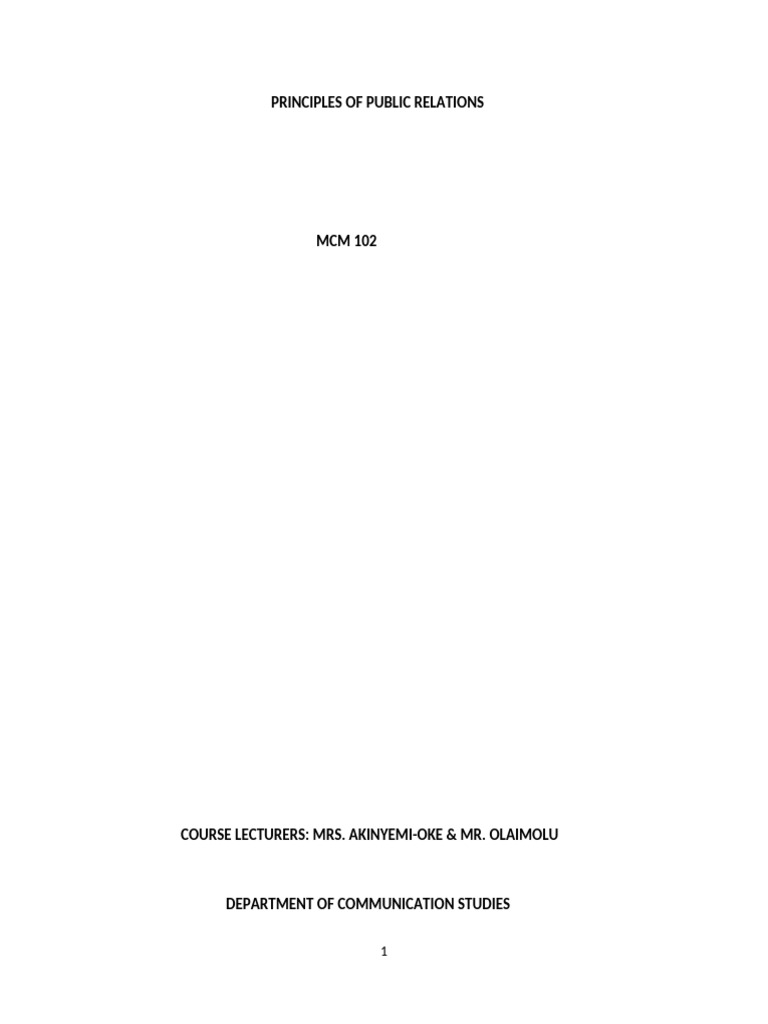 Principles of Public Relations | PDF | Public Relations | Theory