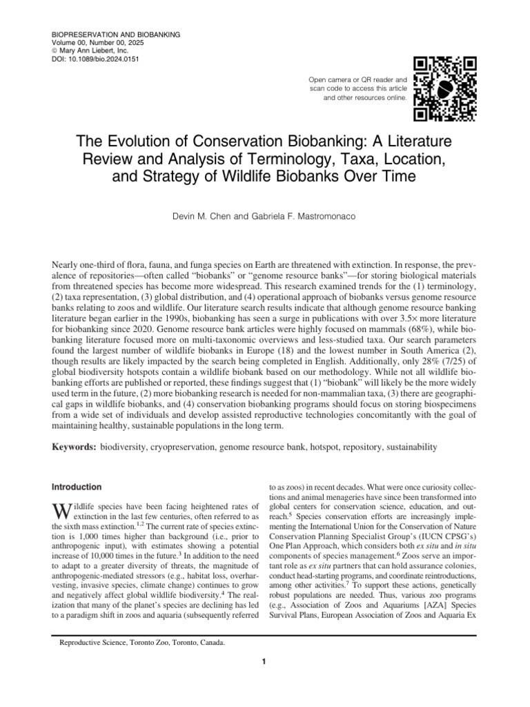 Trends in Wildlife Biobanking Evolution | PDF | Conservation Biology ...