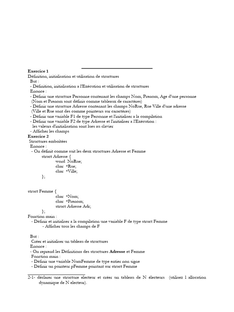 TP Structures de Données en C | PDF | Pointeur (programmation ...