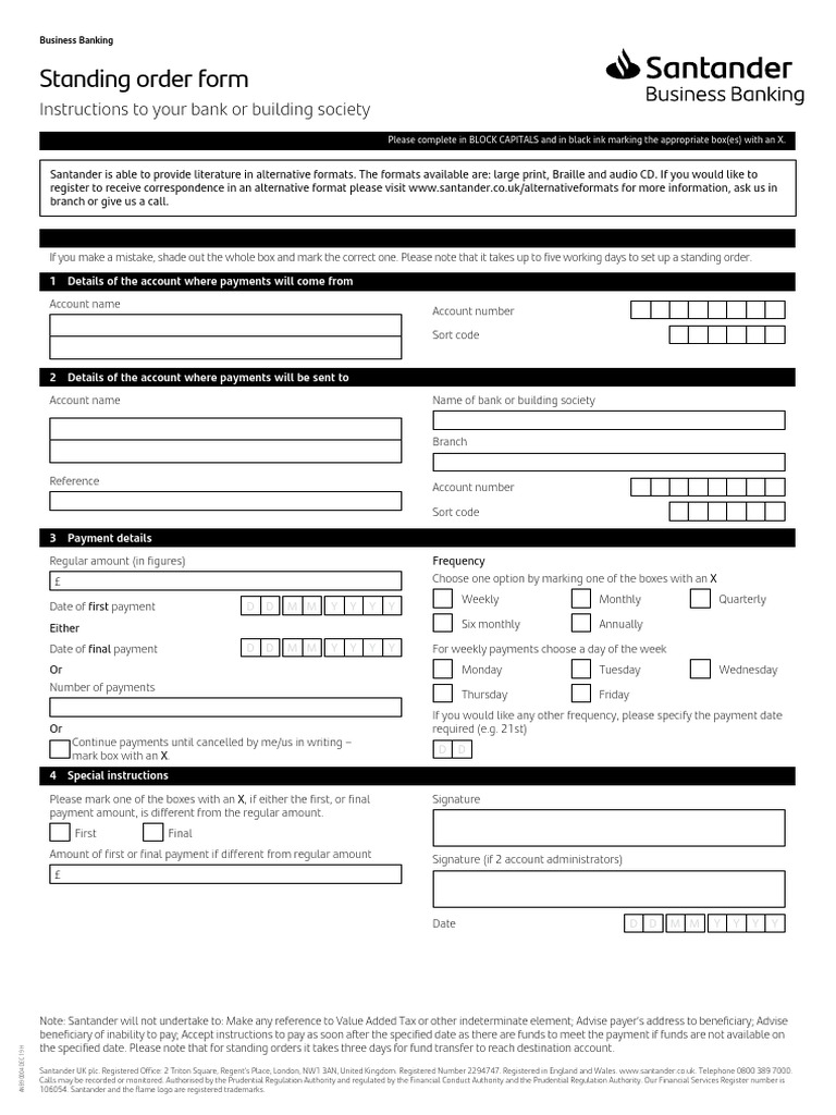 How to Complete a Standing Order Form | PDF