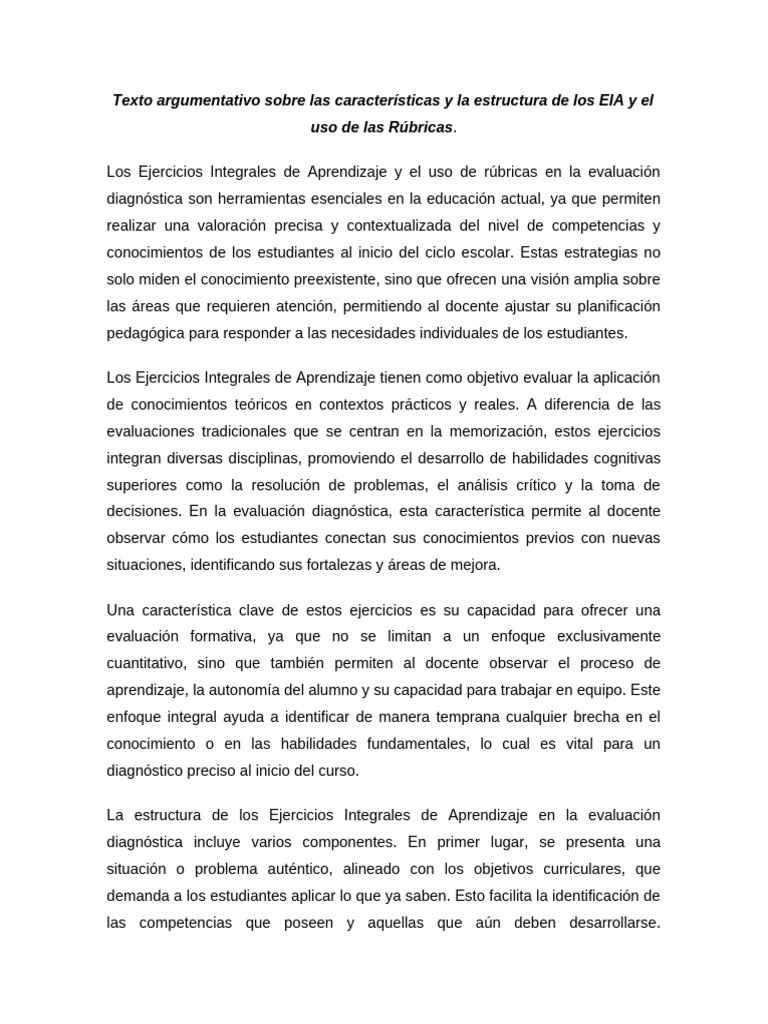Momento 2. Texto Argumentativo Sobre Las Características y La Estructura de Los EIA y El Uso de ...