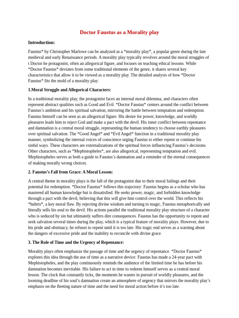 Doctor Faustus As A Morality Play | PDF | Faust | Salvation