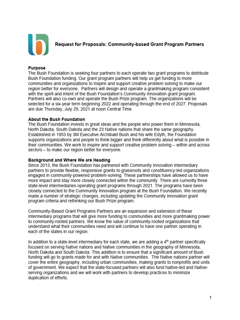 2021 Grant Program Partners RFP | PDF | Grant (Money) | Evaluation