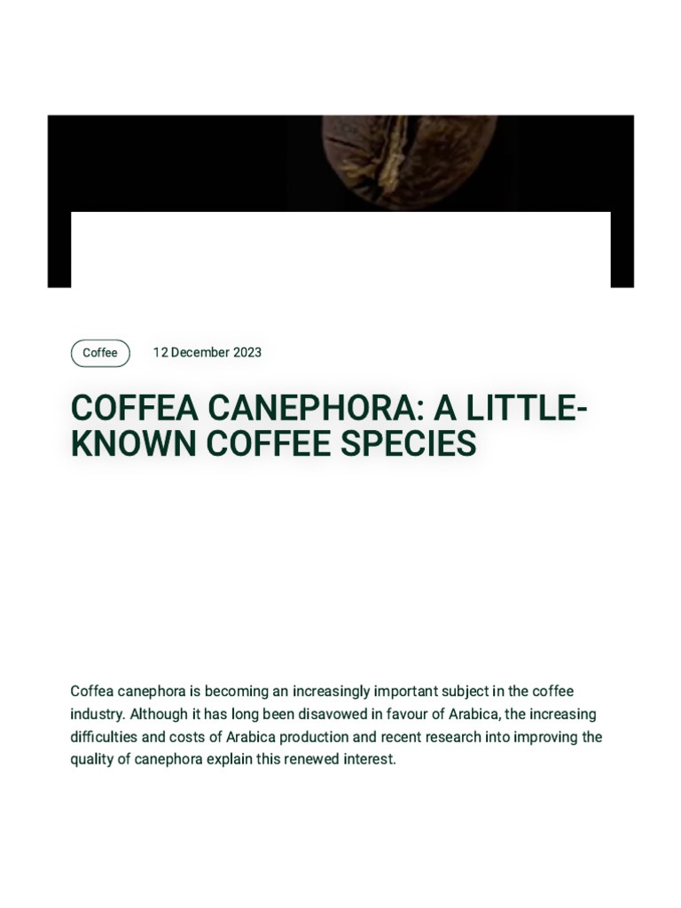Coffea Canephora - A Little-Known Coffee Species | PDF
