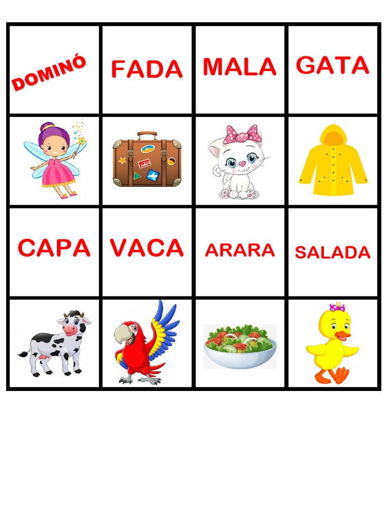 Dominó de Palavras para Leitura | PDF