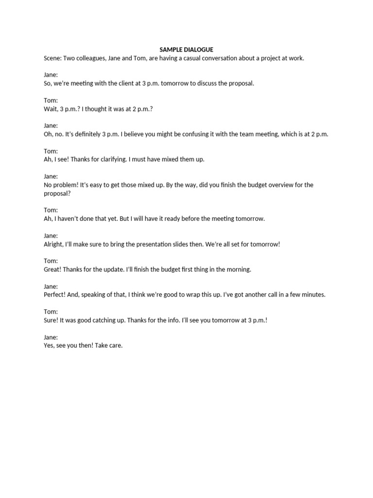 Oc - Sample Dialogue (Termination and Repair) | PDF