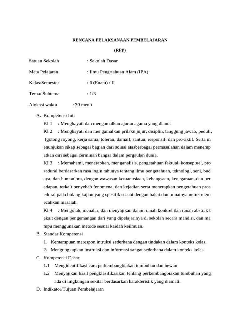 Contoh rpp | PDF