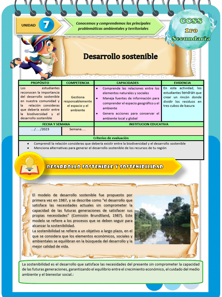 Ficha de Actividad CCSS 1ero-Semana 3 | PDF | Sustentabilidad | Desarrollo sostenible