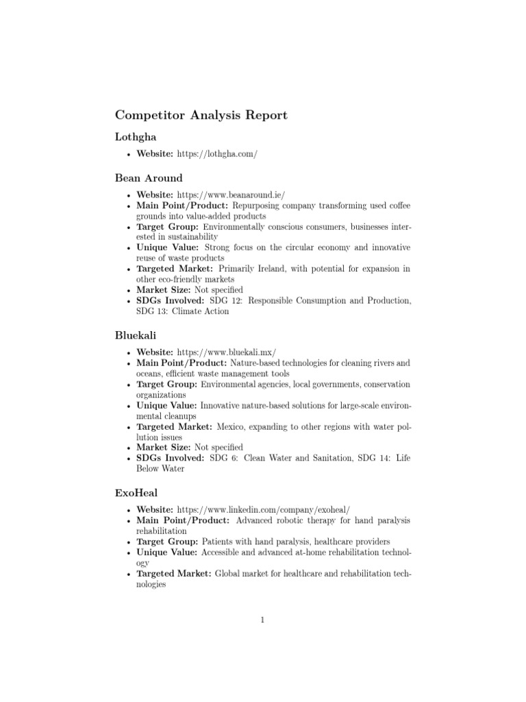 Competitor Analysis Report | PDF | Water | Water Pollution