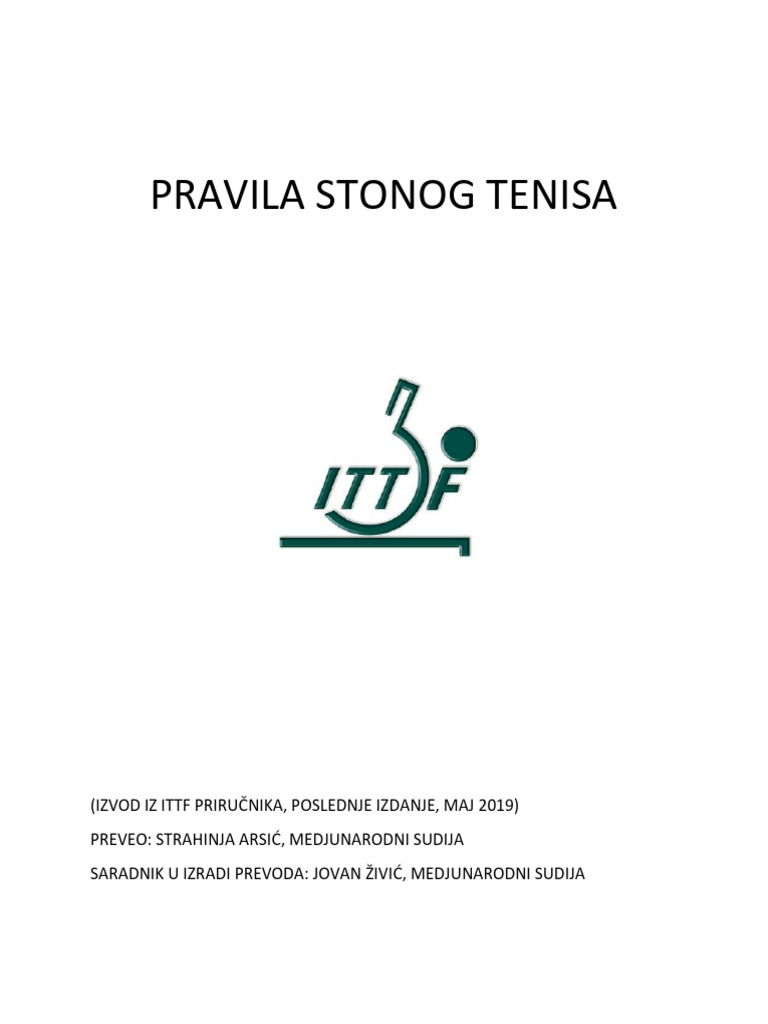 ITTF Handbook 2019 Prevod | PDF